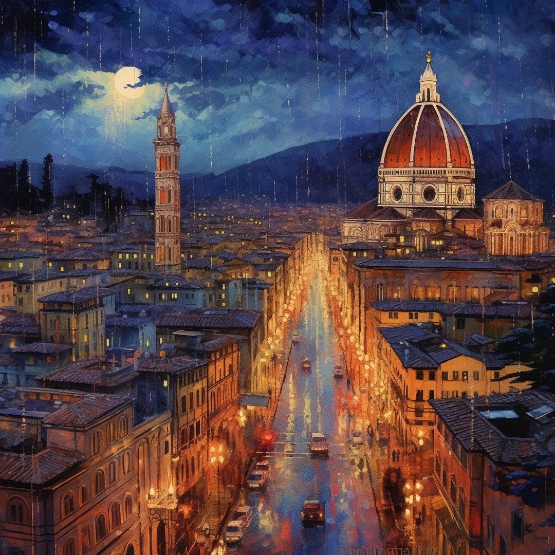 Florence at Night | Canvas - Etsy