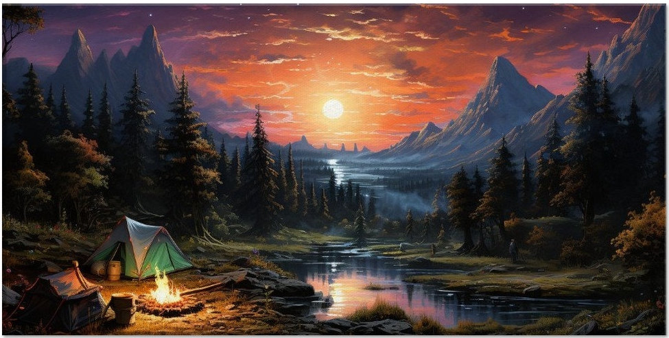 Campfire at Night | Canvas - Etsy