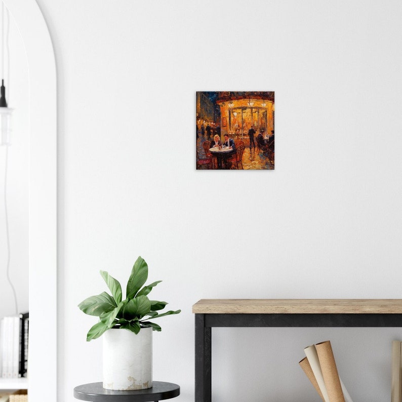 Bustling French Cafe at Night | Canvas - Etsy