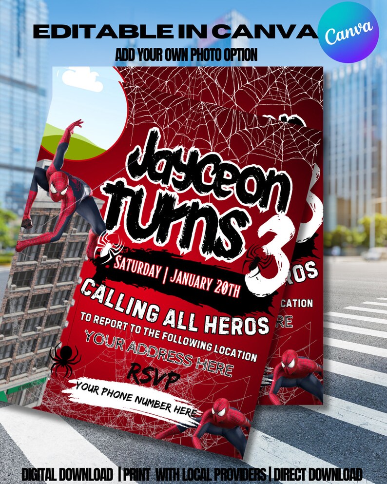 Spiderman Party Invitation - Etsy