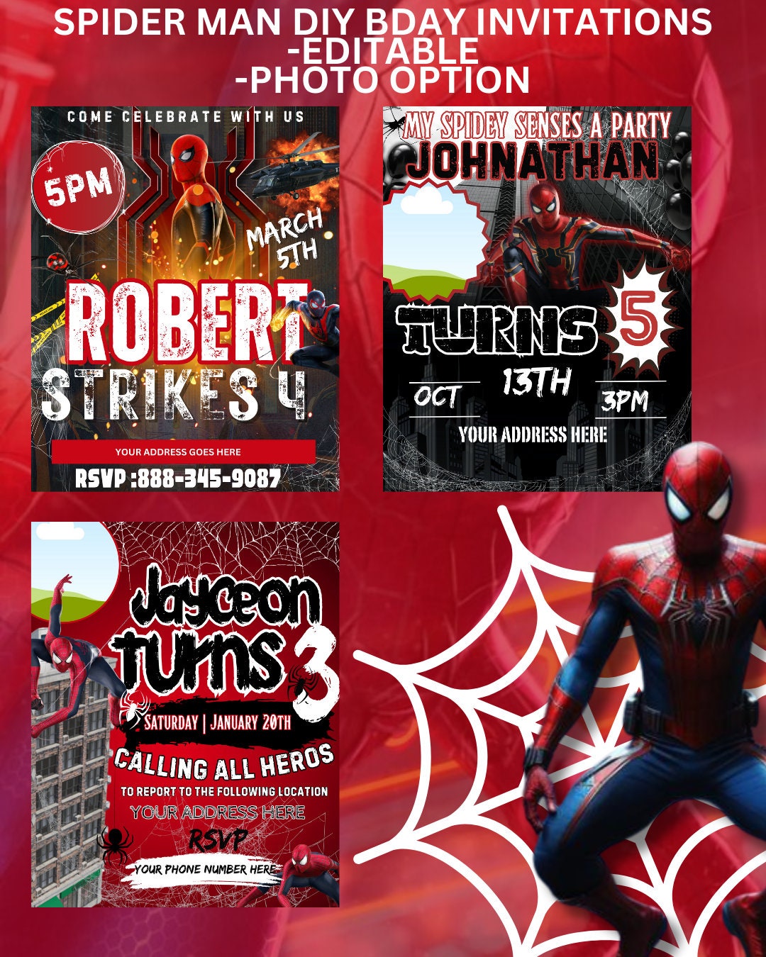 Spiderman Party Invitation - Etsy