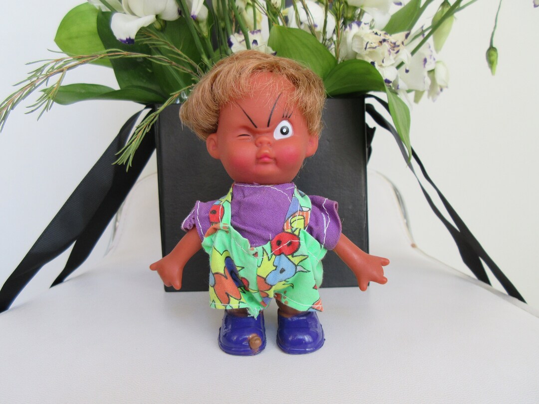 Vintage 70's Winking Moody Boy Doll Cute Emotion Rubber Doll, 12cm High ...