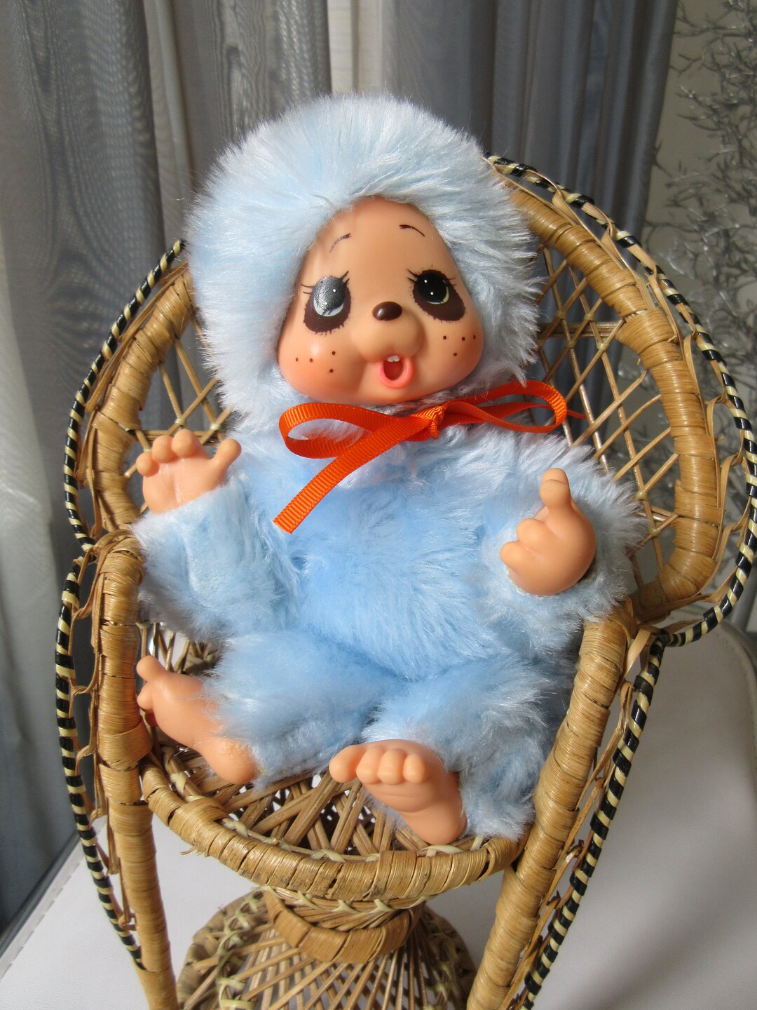 Vintage Monchhichi Doll: El Greco Baby Blue Fluffy Toy, Greek ...