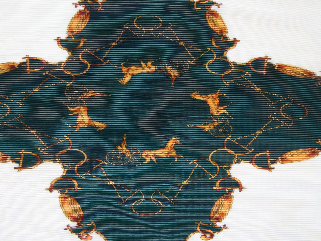Vintage Equestrian Scarf Accordion-pleated, Horse Rider/horse Stirrup ...
