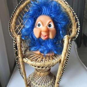 Vintage Rubber Doll Troll Blue-haired Gnome Doll DDR German Collectible ...