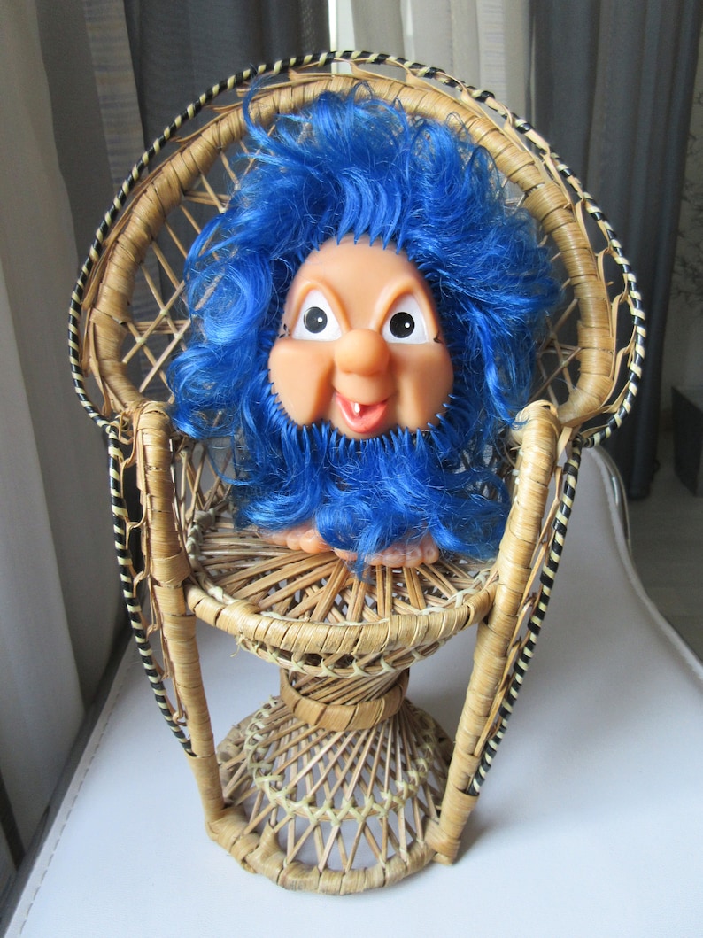 Vintage Rubber Doll Troll Blue-haired Gnome Doll DDR German Collectible ...