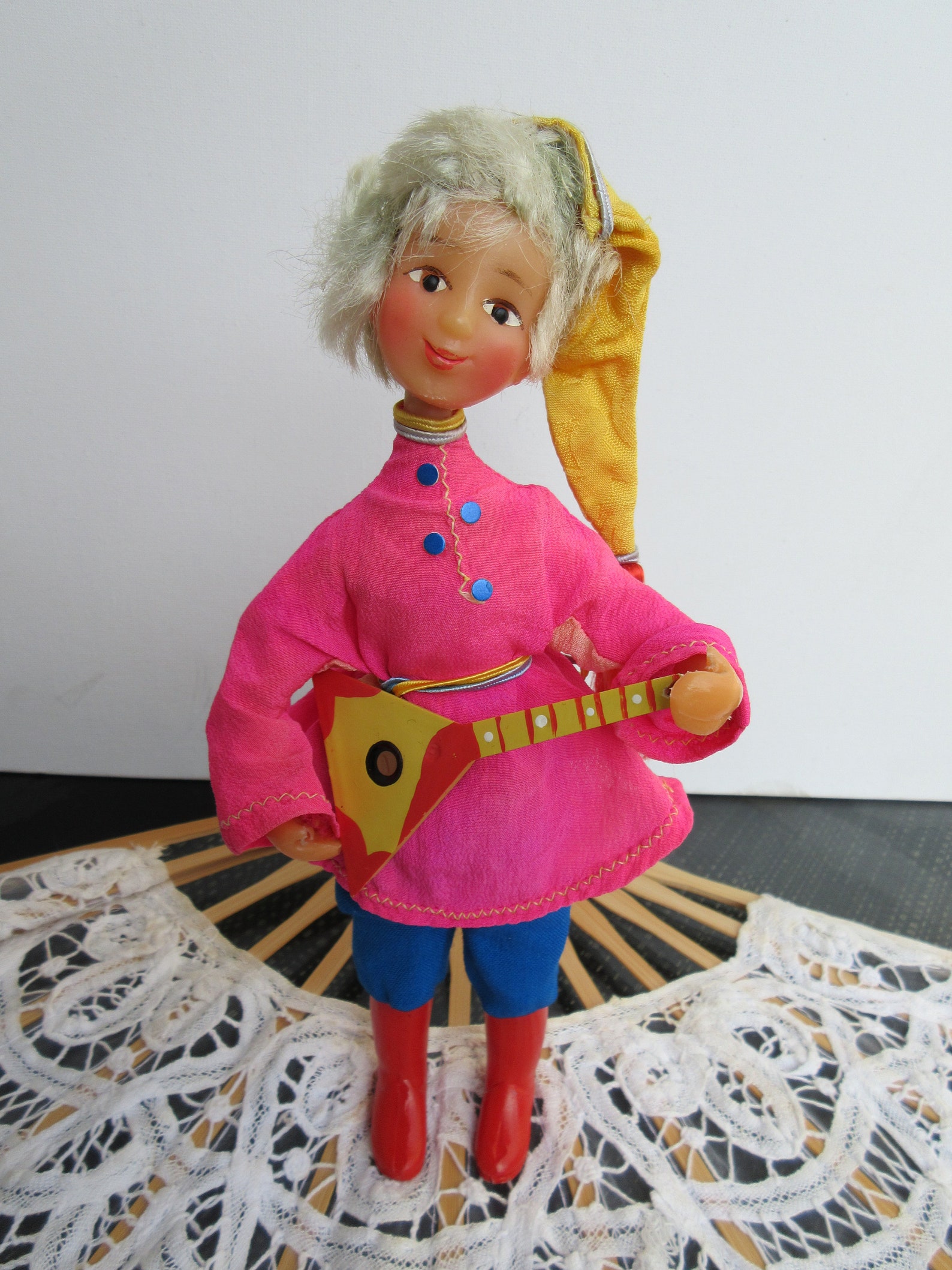 Rare Vintage USSR Doll Buffoon Doll W/balalaika Russian Folk Art Doll ...