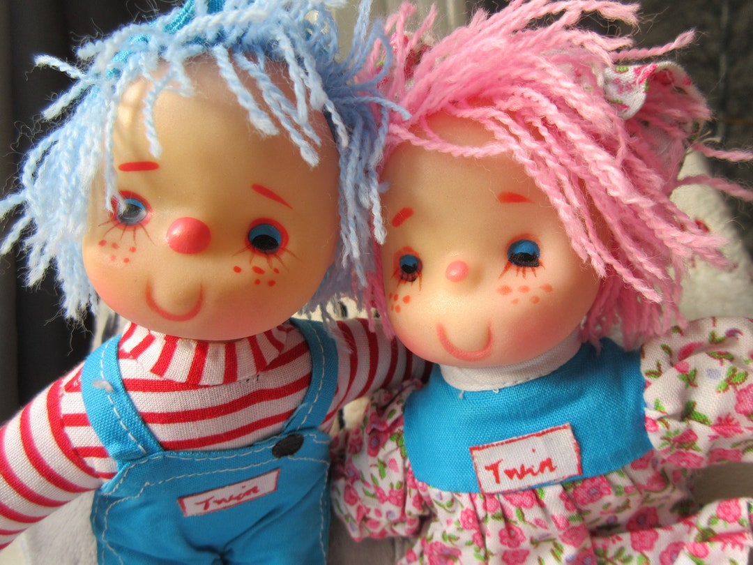 Vintage Cute Ice Cream Rare Dolls Boy and Girl Twin Couple Rubber Head ...