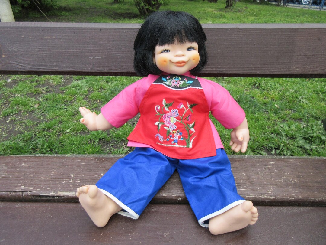 Vintage JMB Jacobsen Asian Doll: 1980s Mieler Doll, Japanese Embroidery ...