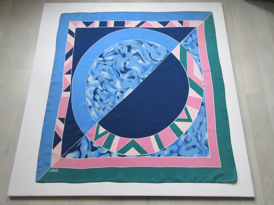 Vintage Kaah Danish Design Silk Scarf Abstract Geometric Art Pattern in ...