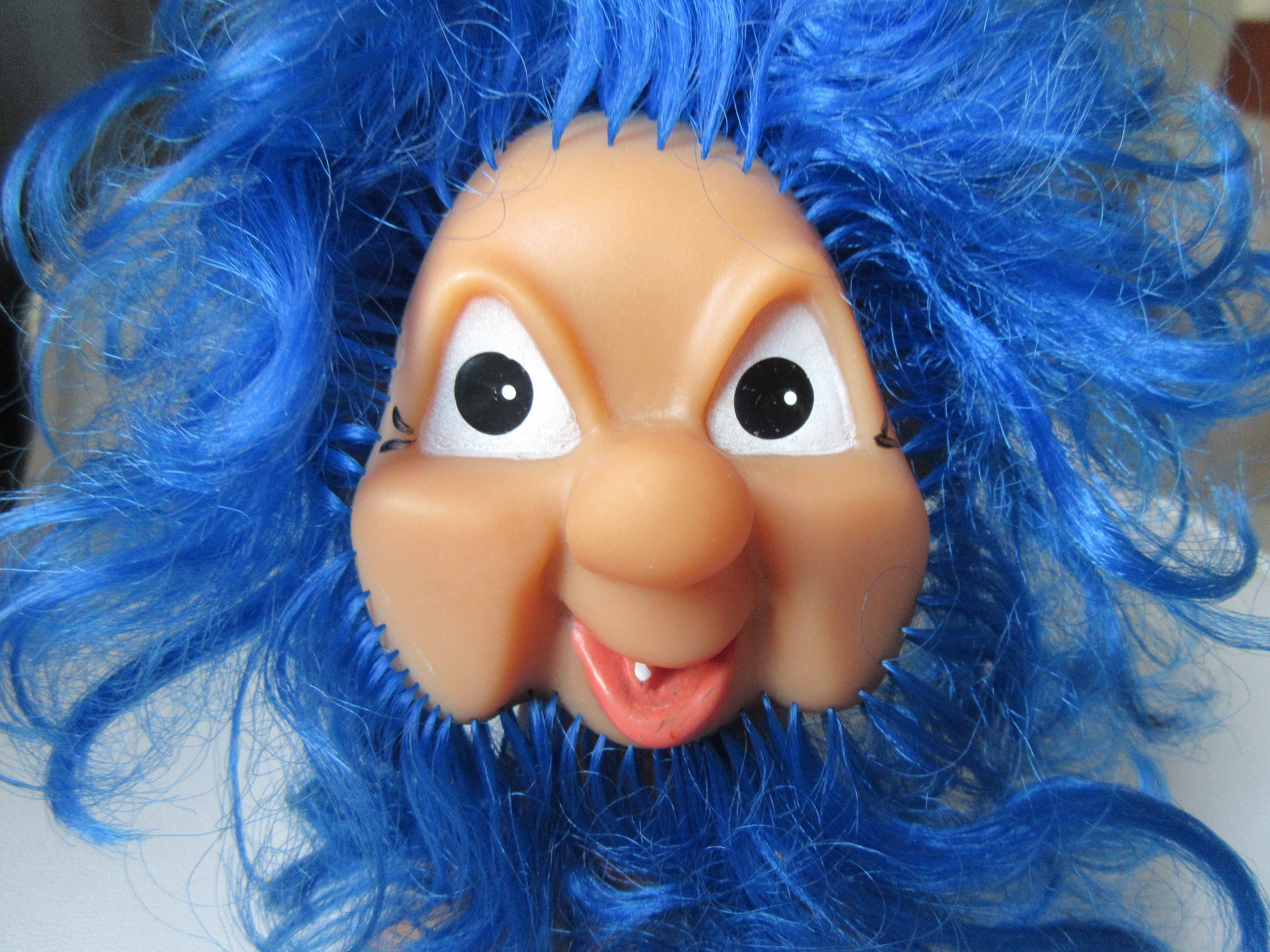 Vintage Rubber Doll Troll Blue-haired Gnome Doll DDR German Collectible ...