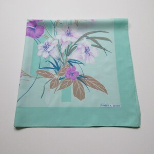 NORMA DORI Vintage Mint-green Floral Polyester Scarf, Pink Flowers ...