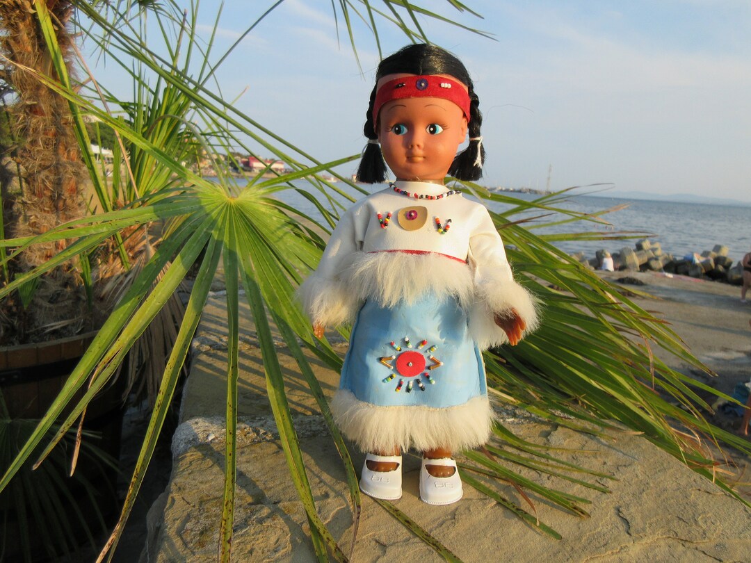 Vintage Native American Girl Doll 11'' Rubber Head W/plastic Body ...