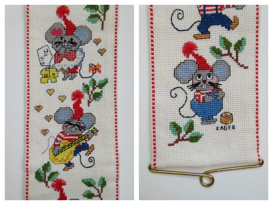 Vintage Tapestry Needlepoint Mouse Cross Stitch Embroidery - Etsy
