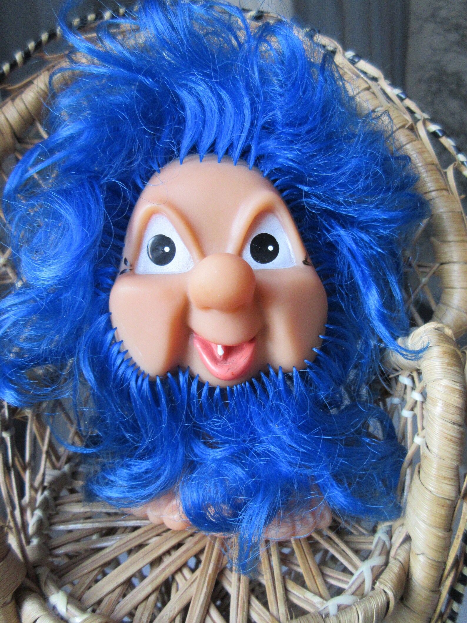 Vintage Rubber Doll Troll Blue-haired Gnome Doll DDR German Collectible ...