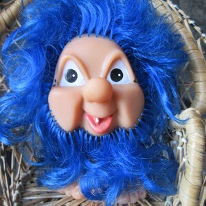 Vintage Rubber Doll Troll Blue-haired Gnome Doll DDR German Collectible ...