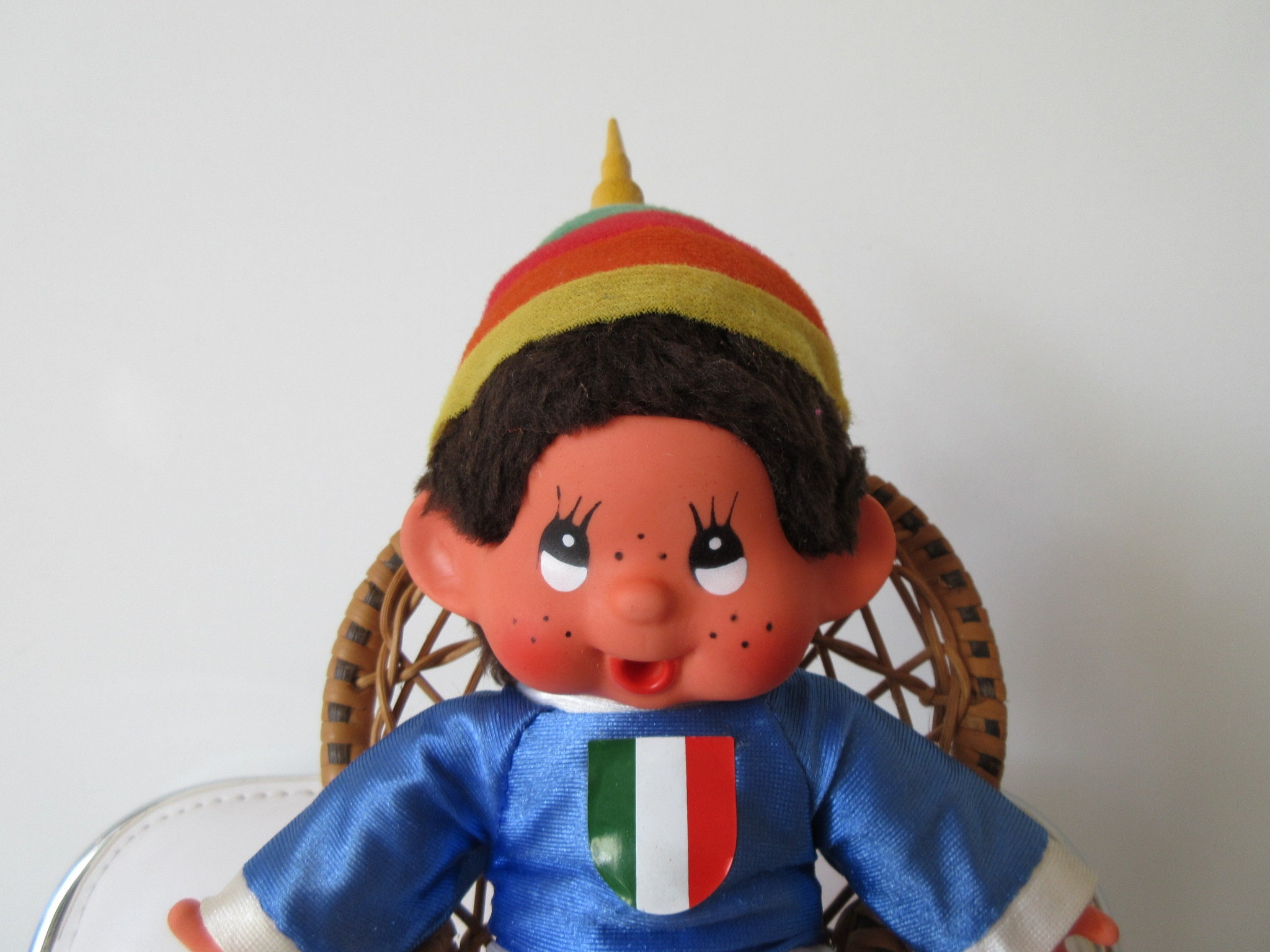 Vintage 80's Monchhcichi Thumb Sucking Ruber Face Monkey Doll Italian ...