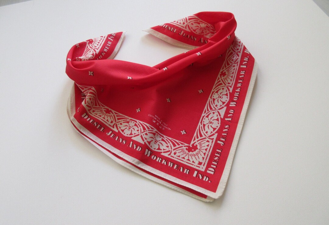 Vintage 90's Red Bandana Diesel Jeans Workwear Made in Italy, 52x52cm ...