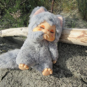 Vintage 1979s NYAMY Washino Grey Drowsy Kitten Cat-monchhichi Thumb ...