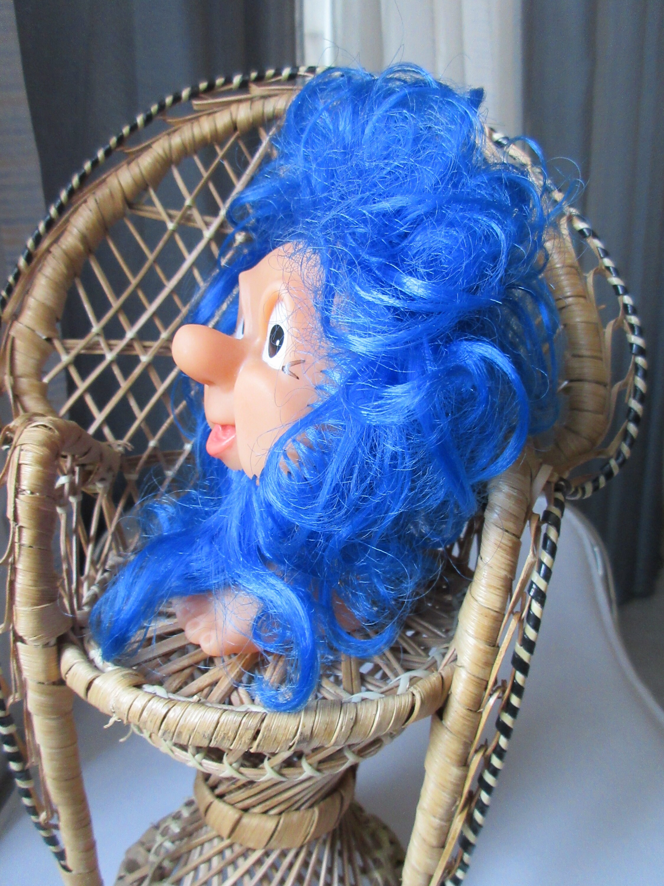 Vintage Rubber Doll Troll Blue-haired Gnome Doll DDR German Collectible ...