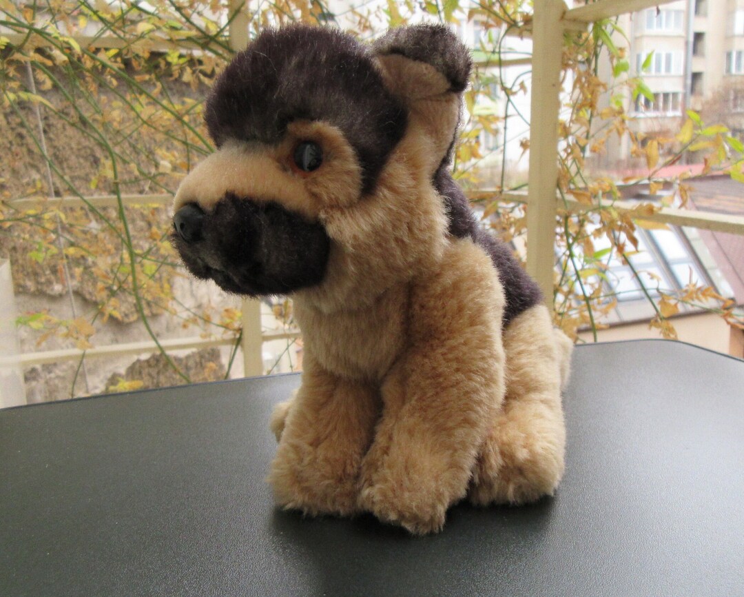 Vintage Teddy Hermann Plush Puppy Dog: Black & Beige Stuffed Animal - Etsy
