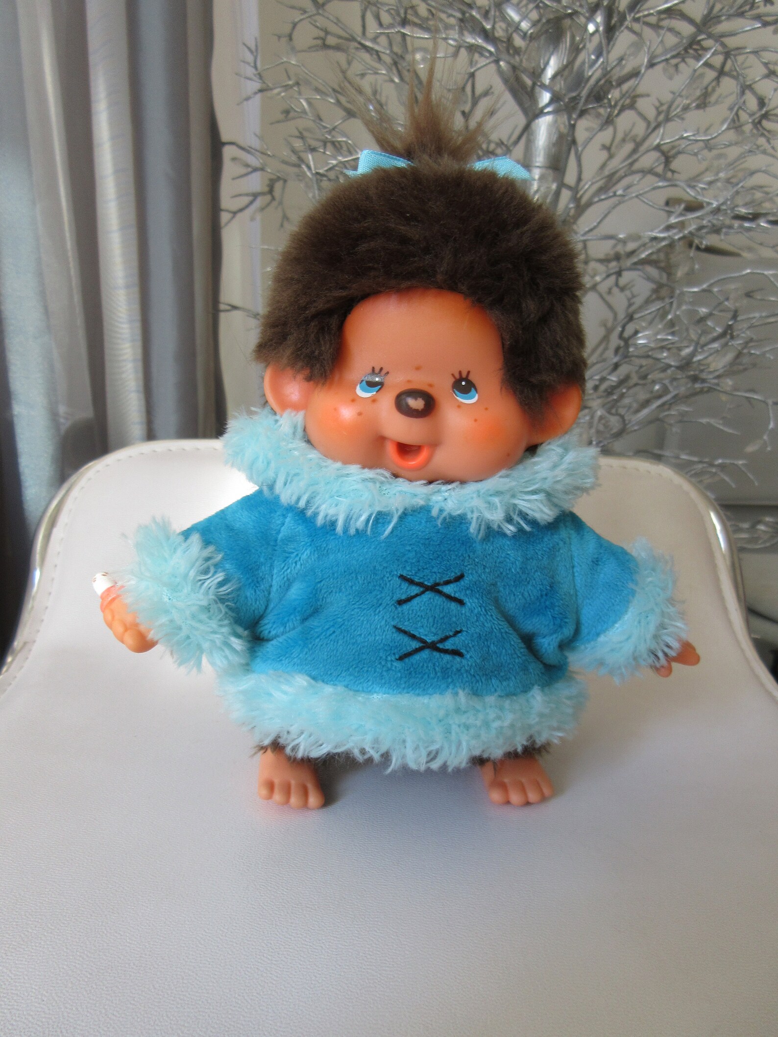Vintage Girl Monchhichi Sekiguchi, Pacifier Sucking Monkey Doll, Blue ...