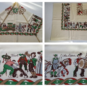 Vintage AUSTRIA TYROL Folk Art Traditional Folk Art Pattern 48'' Square ...