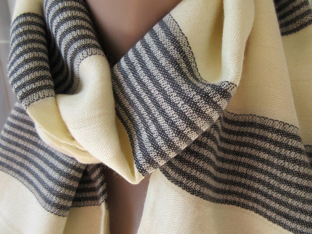 Noa Noa Gorgeous Super Mellow Long Double Striped Scarf Creamy & Grey ...