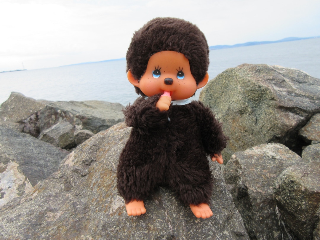 Vintage Standing Monchhichi Monkey Doll Sucking Pacifier / Hand-painted ...