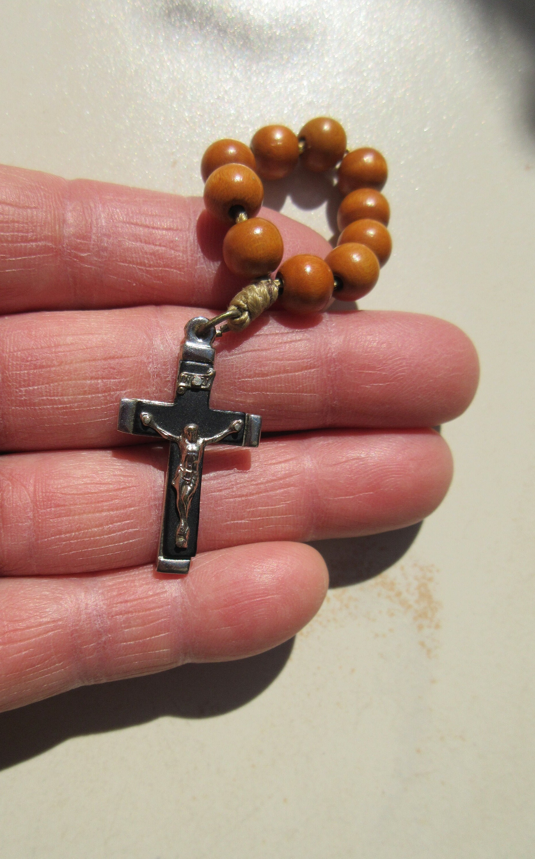 Vintage Finger Rosary Finger Chaplet Jesus Crucifix Wooden - Etsy