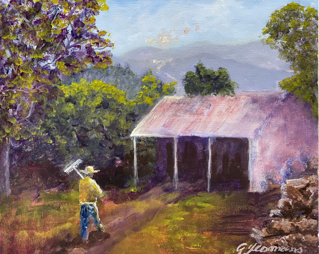 Landscape Painting Original Cottage Painting Farm Painting Rural ...