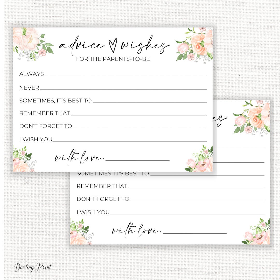 Baby Shower Advice Cards, Wishes for the Parents-to-be, Mommy and Daddy ...