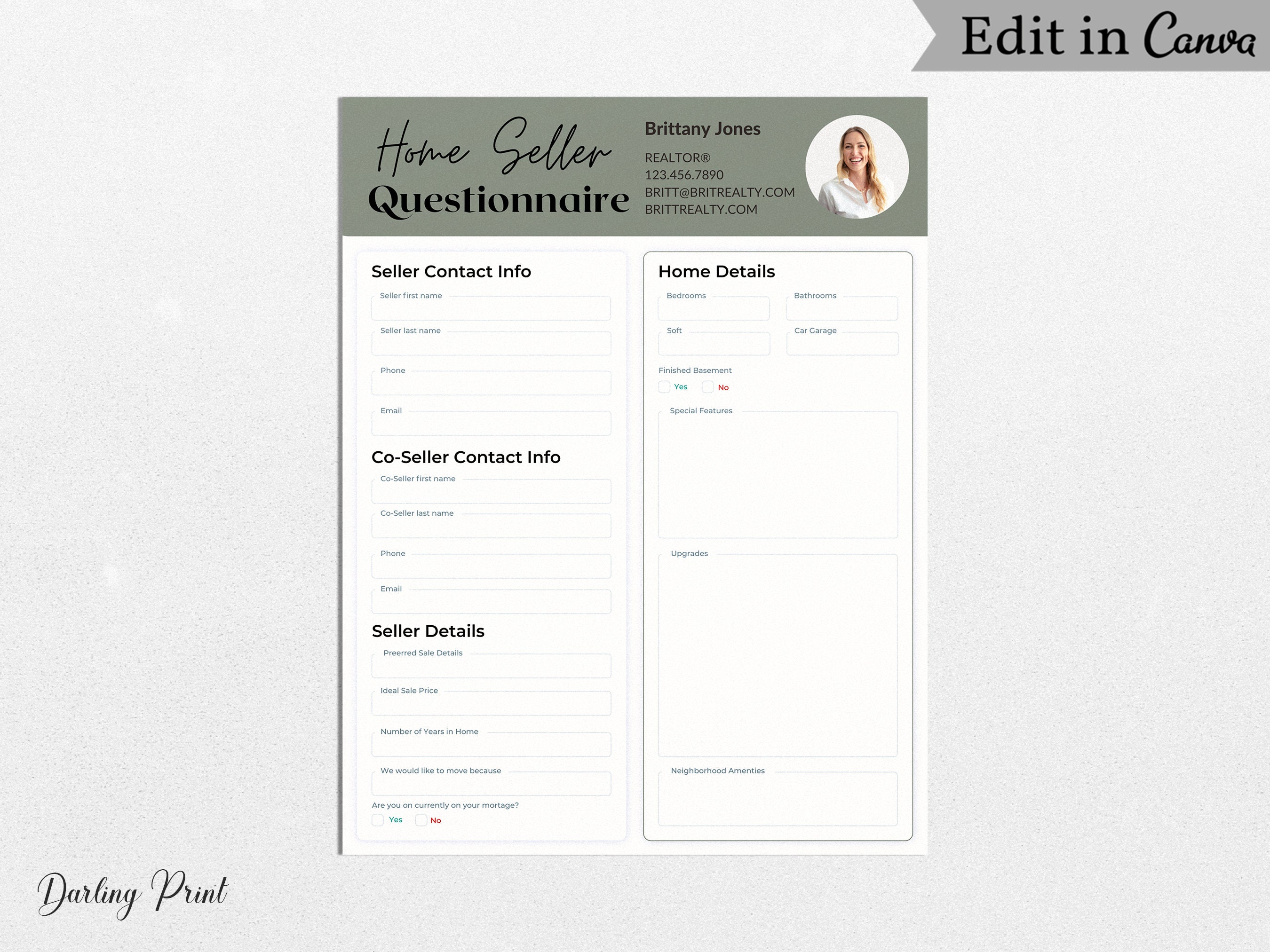 Real Estate Home Seller Questionnaire, Editable Seller Survey ...
