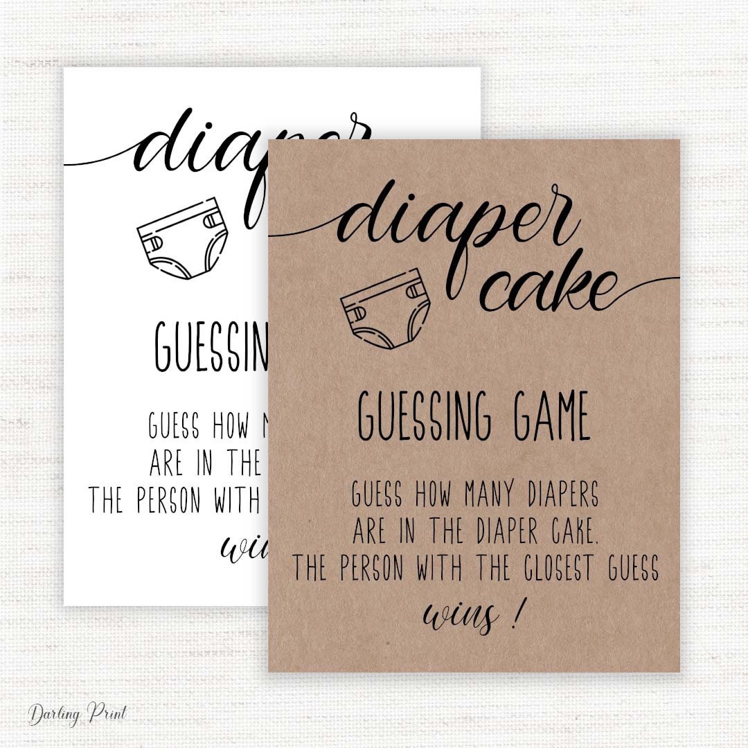 Diaper Cake Guessing Game, Guess How Many Diapers, Printable Diaper ...