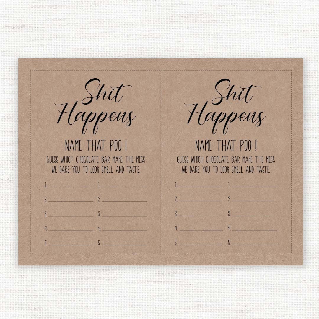 Shit Happens Baby Shower Games Name That Poo Guess the Sweet - Etsy