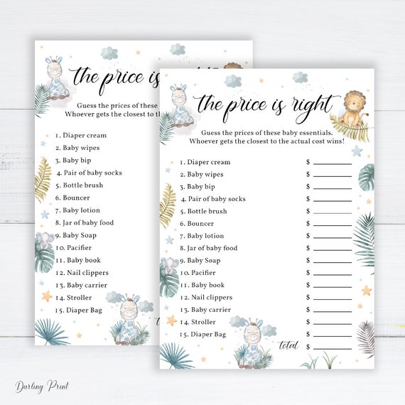 The Price is Right Baby Shower Games Guess the Price Baby | Etsy