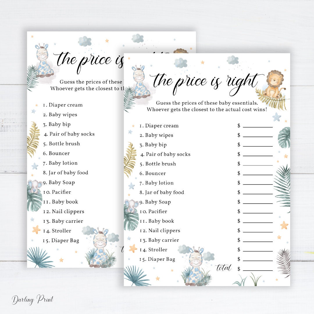 The Price is Right Baby Shower Games, Guess the Price, Baby Shower Game ...