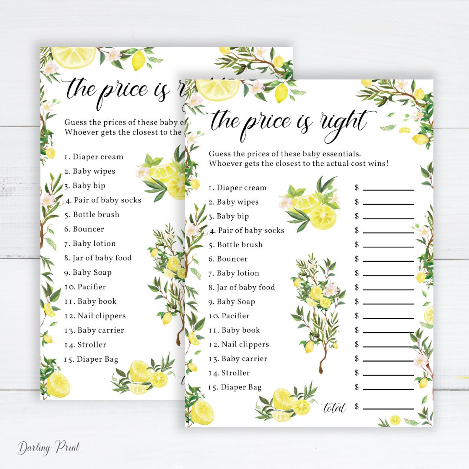 The Price is Right Baby Shower Games, Guess the Price, Baby Shower Game ...