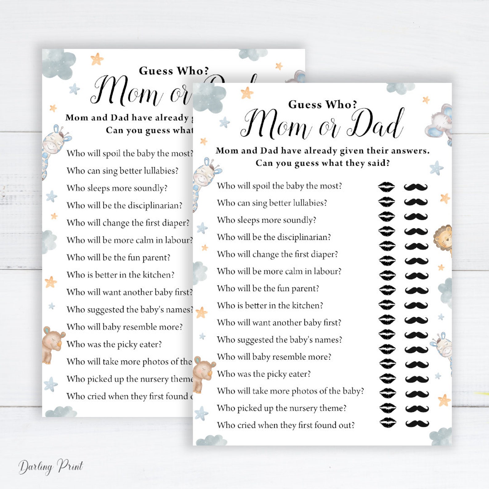 Mom or Dad Baby Shower Game, Guess Who Mom or Dad, Mommy or Daddy Game ...