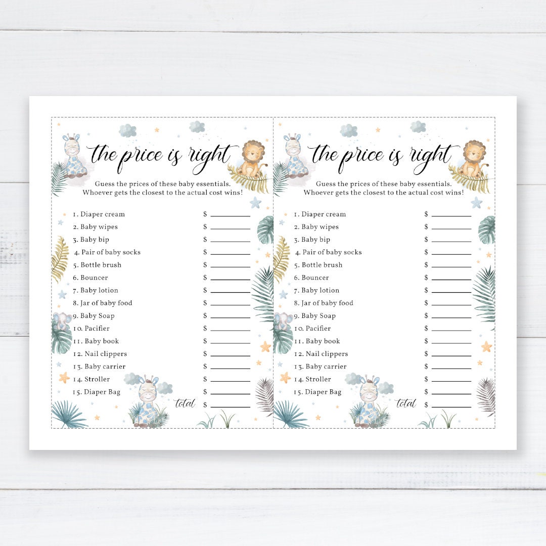 The Price is Right Baby Shower Games, Guess the Price, Baby Shower Game ...