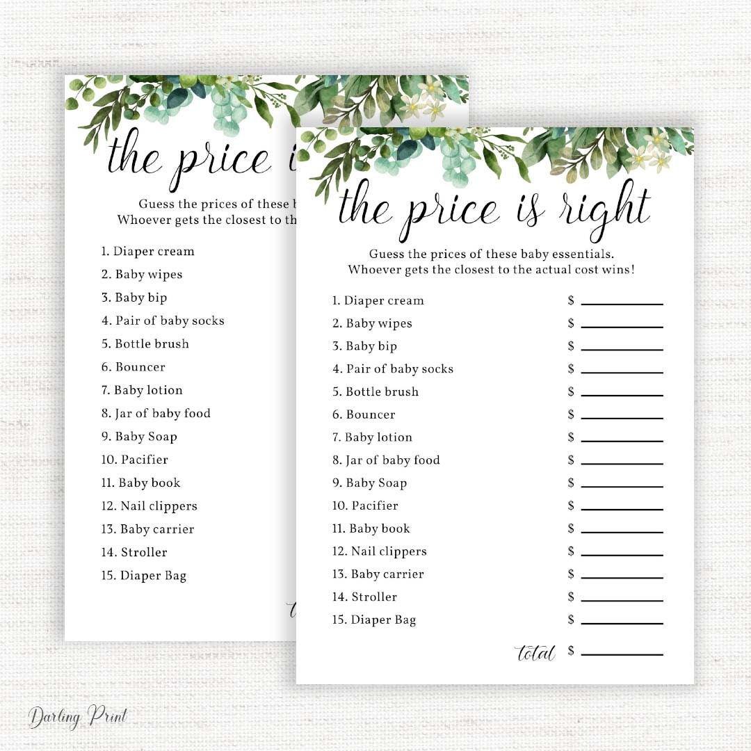 The Price is Right Baby Shower Games, Guess the Price, Baby Shower Game ...