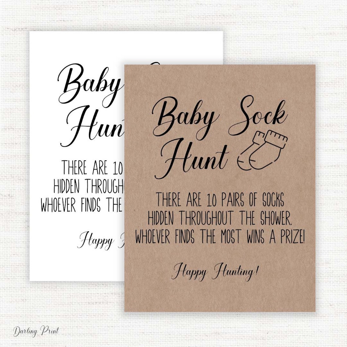 Baby Sock Hunt Baby Shower Game, Rustic Baby Shower Baby Socks Hunt ...