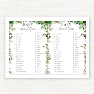 Baby Animal Game Baby Shower, Name That Baby Animal Shower Games, Leaf ...