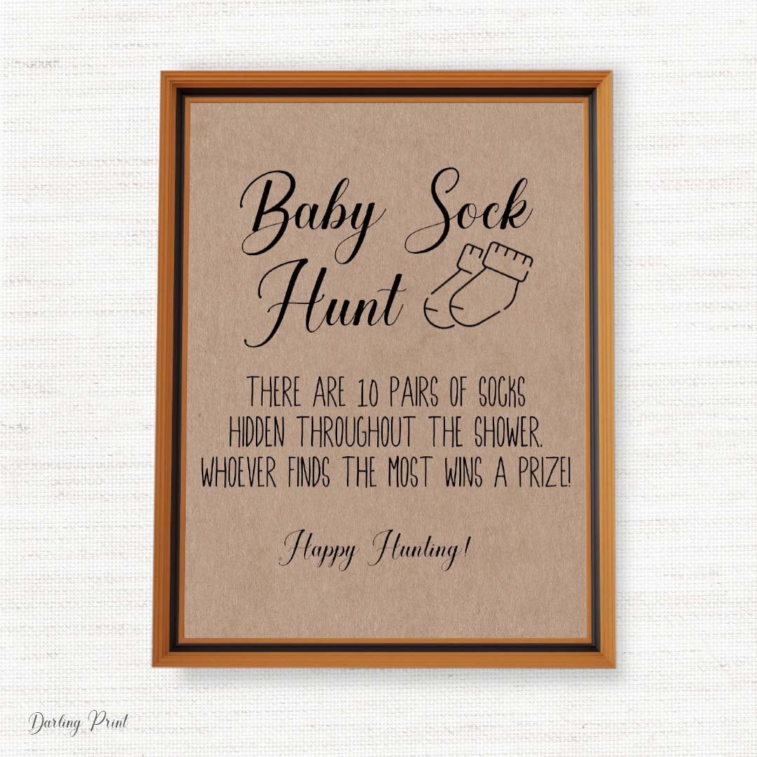 Baby Sock Hunt Baby Shower Game, Rustic Baby Shower Baby Socks Hunt ...