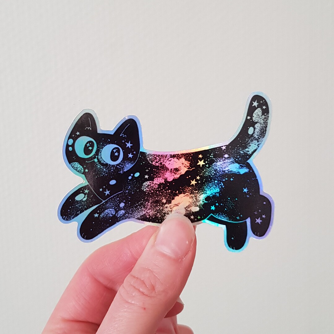 Tortoiseshell Cat Holographic Sticker - Galaxy Tortie - Celestial Cat ...