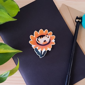 Calico Cat Vinyl Sticker / Cute Cat on a Sunflower / Waterproof Sticker ...