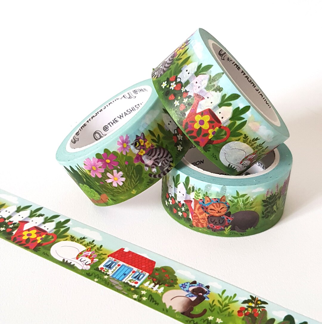 Babushka Cats Washi Tape - Cute Cats in a Garden - Journaling ...