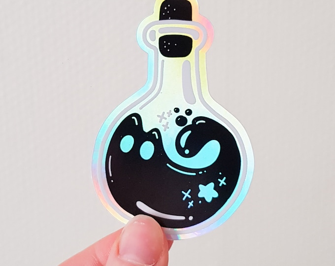 Black Cat Holographic Sticker potion of Cattitude Potion Bottle Cat ...