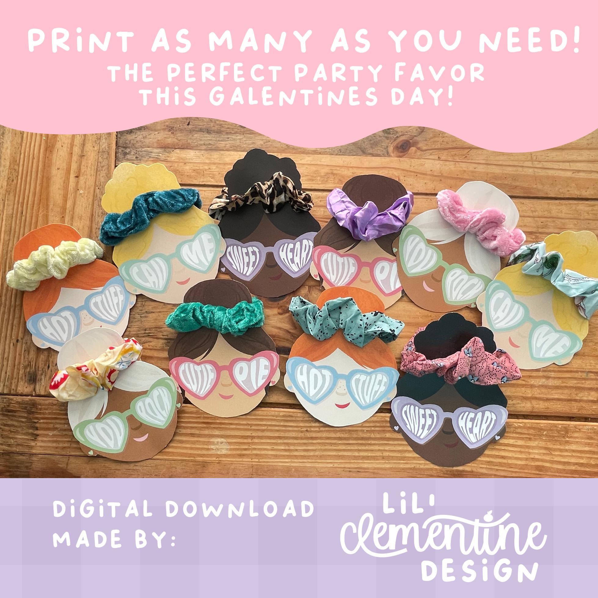 Printable Valentines Scrunchie Party Favor Tag for Galentines, Girl ...