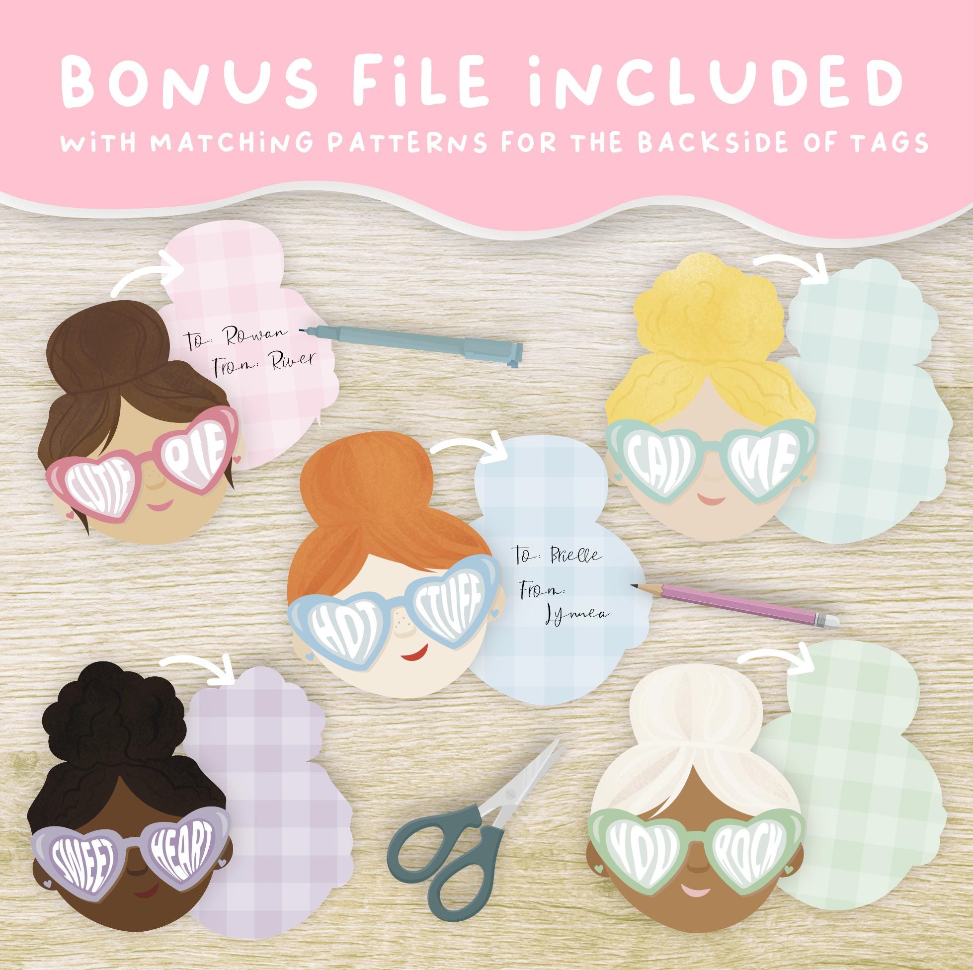 Printable Valentines Scrunchie Party Favor Tag for Galentines, Girl ...